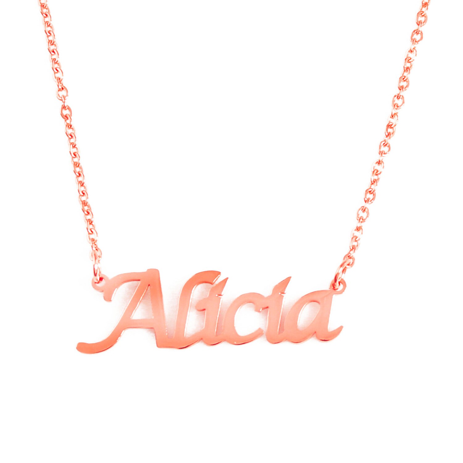 ALICIA- 18ct Personalised Name Necklace - Rose Gold/gold/silver - Free ...