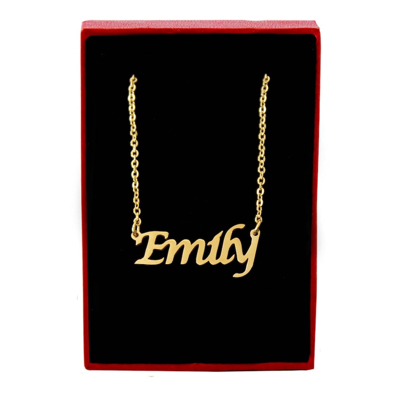 EMILY Gold Name Necklace Personalized Jewellery Free Gift - Etsy