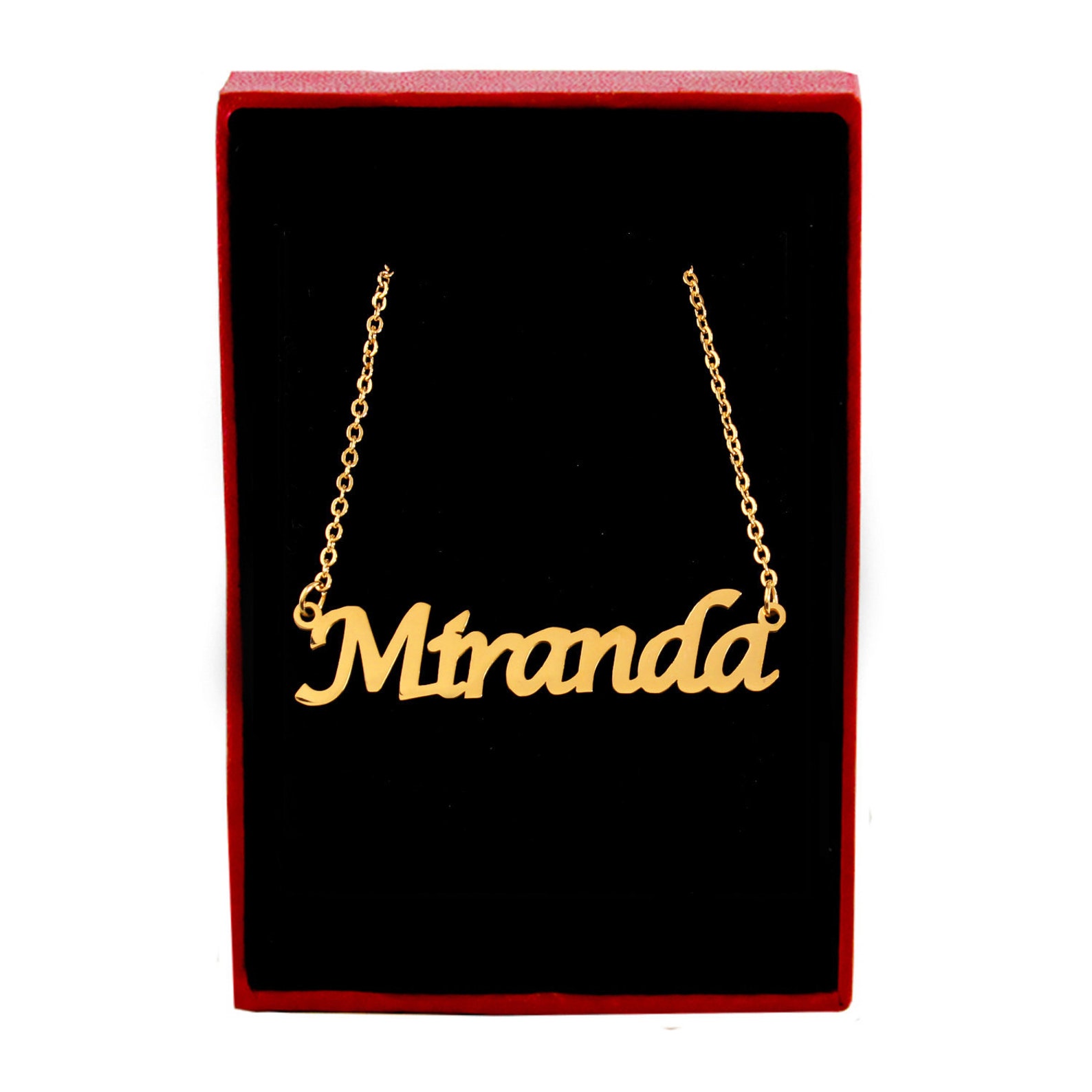 MIRANDA Name Necklace Stainless Steel / 18ct Gold Plated - Etsy