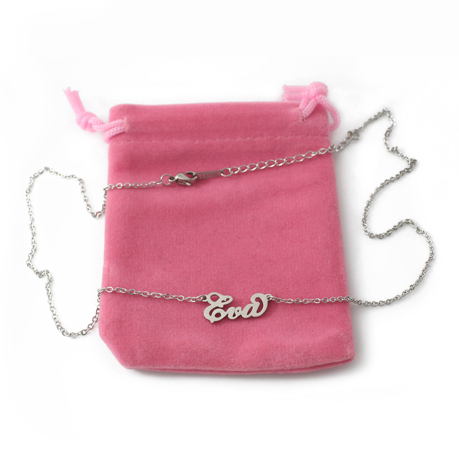 EVA Italic Silver Tone Name Necklace Personalized Jewelery Free Gift ...
