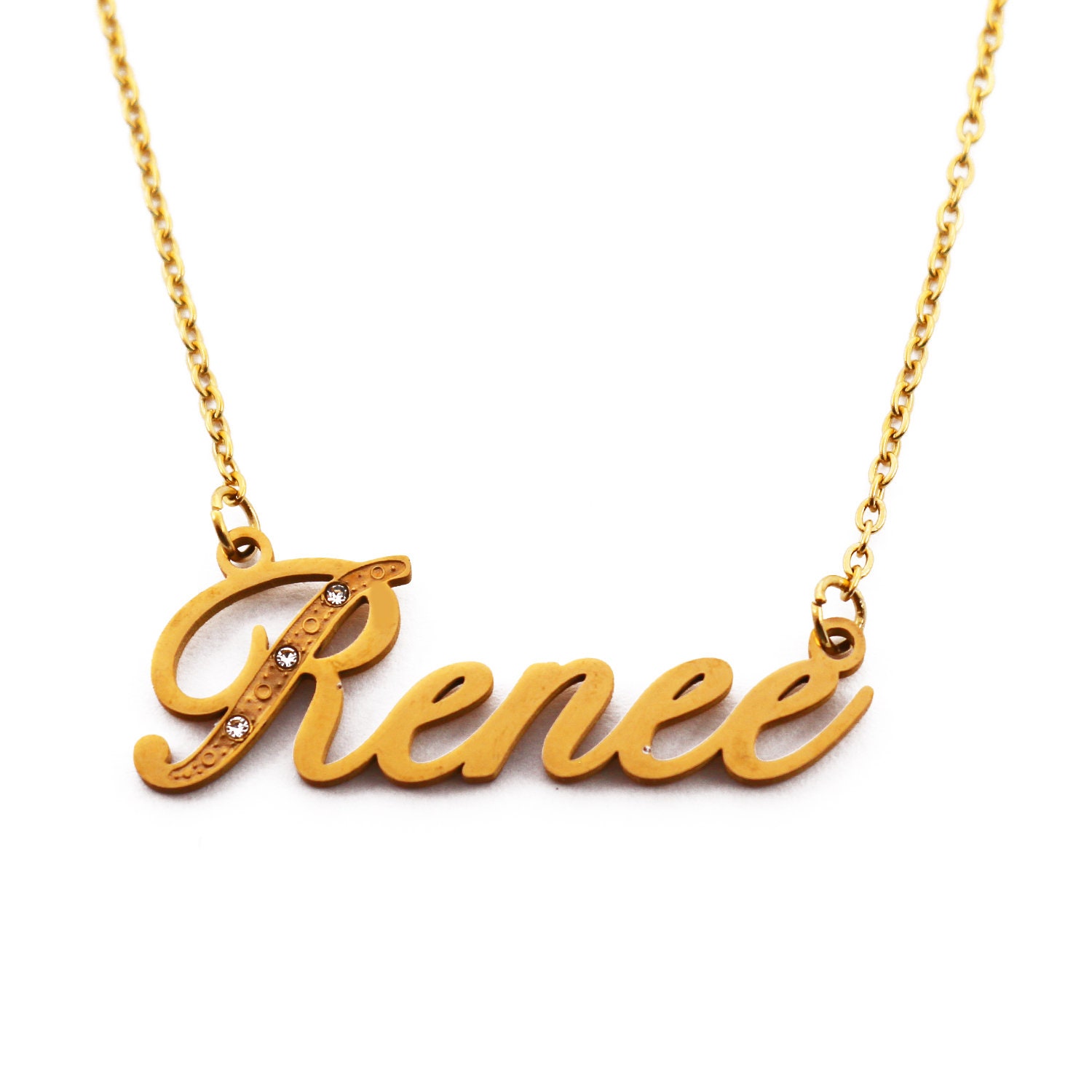 Renee Name Necklace Italic Personalized Jewellery Gold Tone, Silver ...