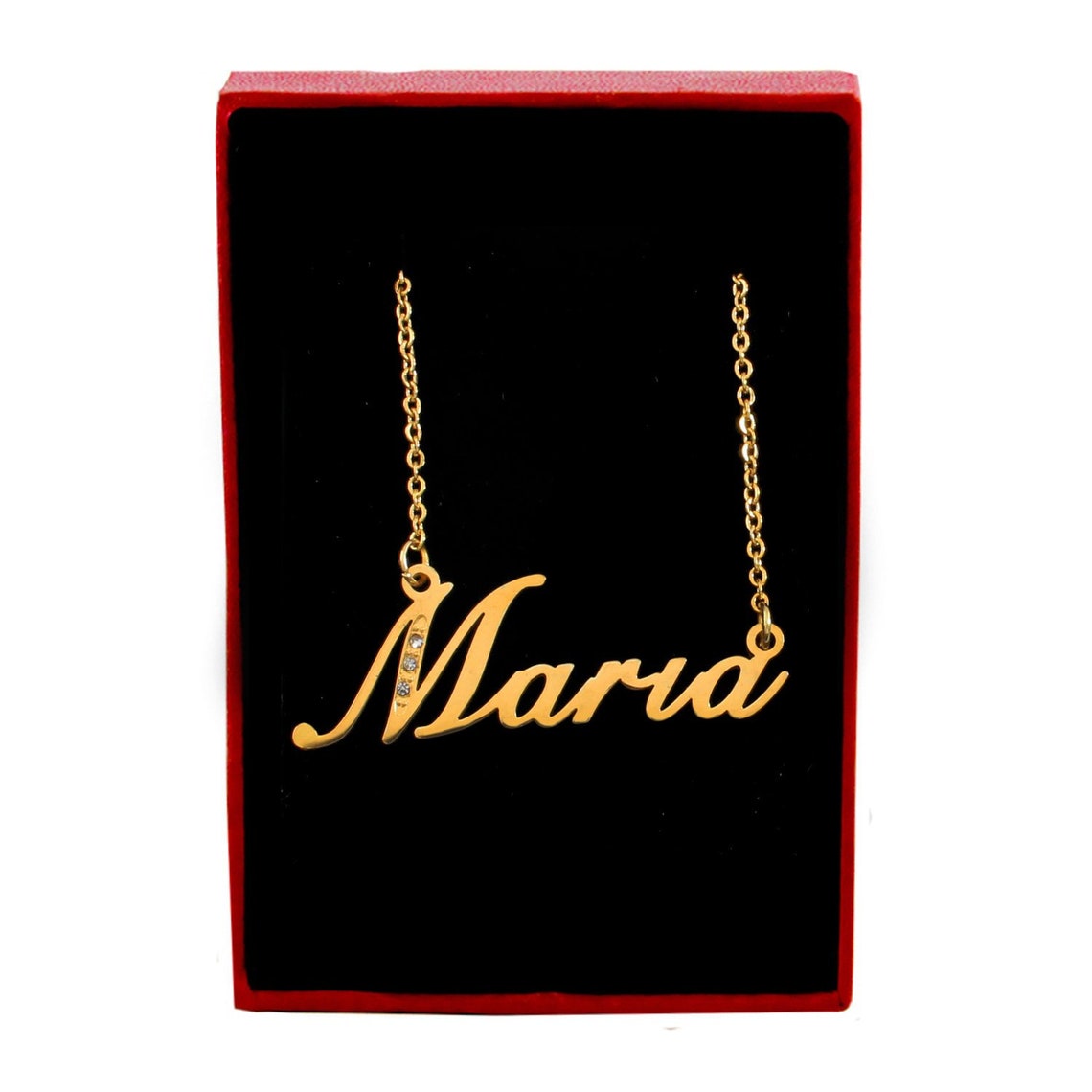 MARIA Name Necklace Personalized With Crystals Gold Tone - Etsy
