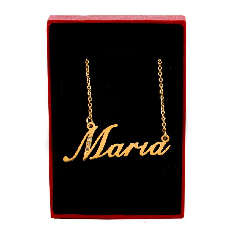 MARIA Name Necklace Personalized With Crystals Gold Tone - Etsy