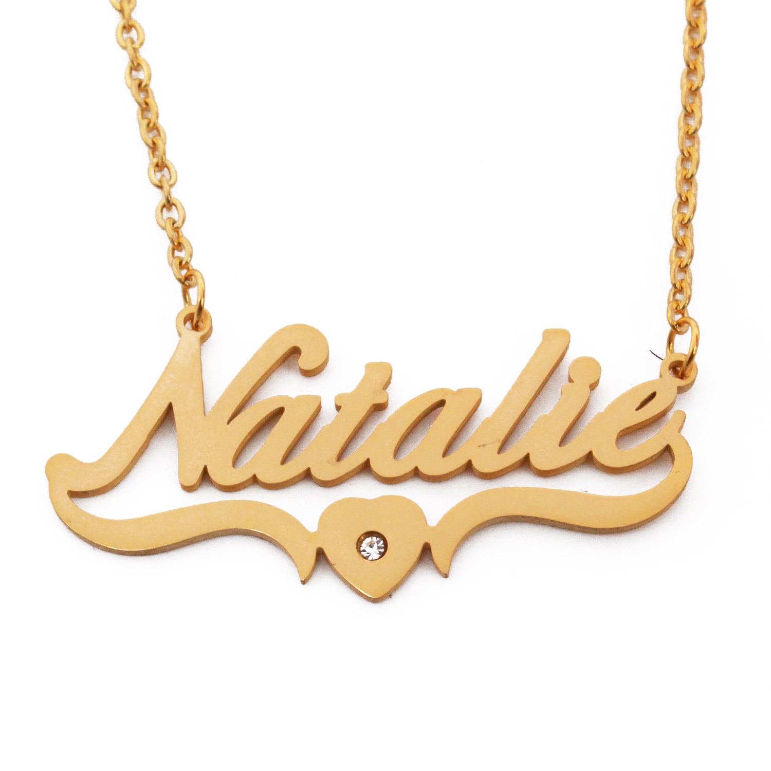 Name Necklace NATALIE Personalized Custom Made Heart Shaped - Etsy