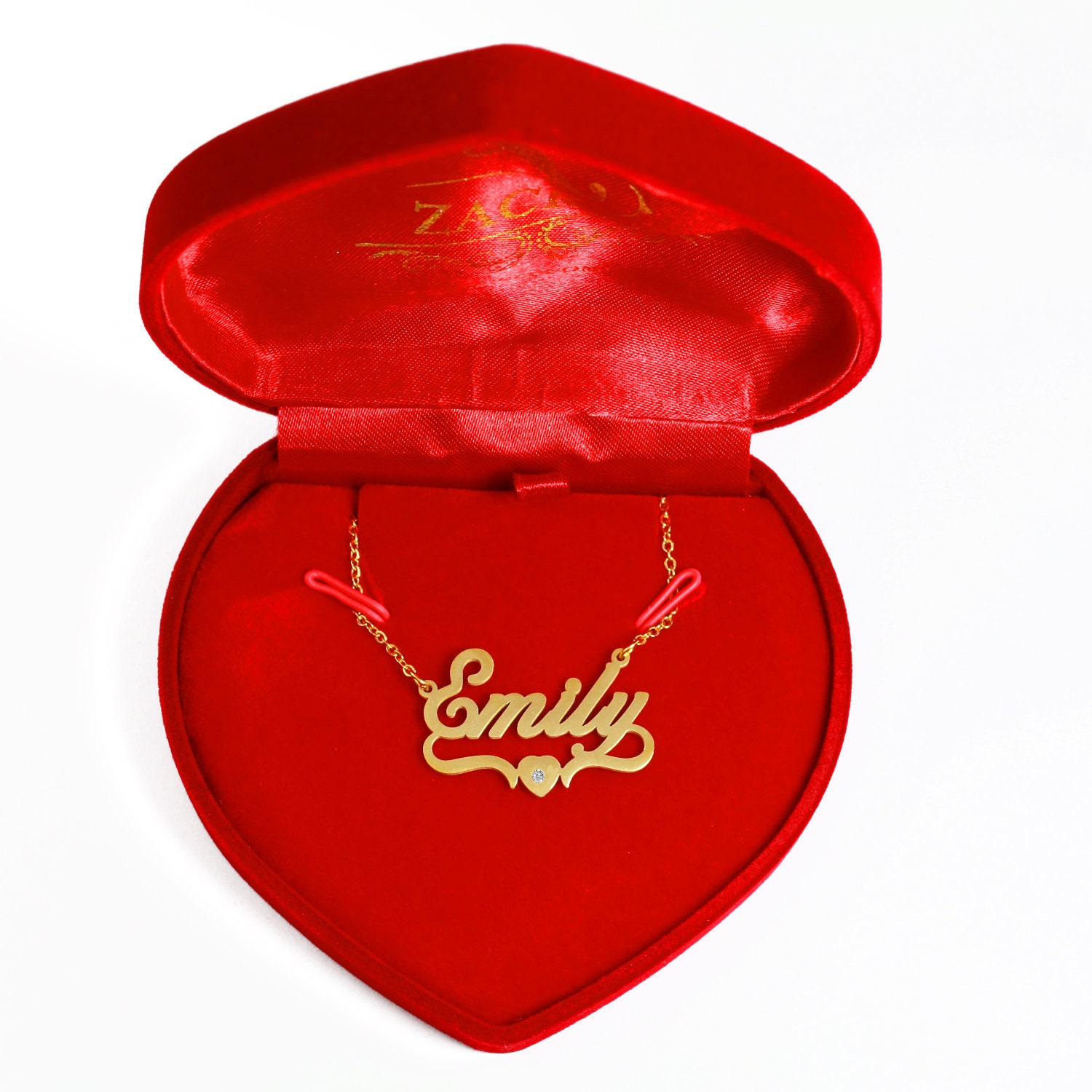 EMILY Personalized Custom Made Heart Shaped Name Necklace 18ct Gold ...
