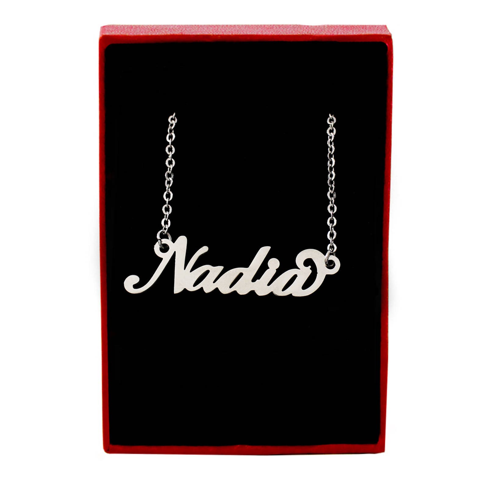 NADIA Italic Silver Tone Name Necklace Personalized - Etsy