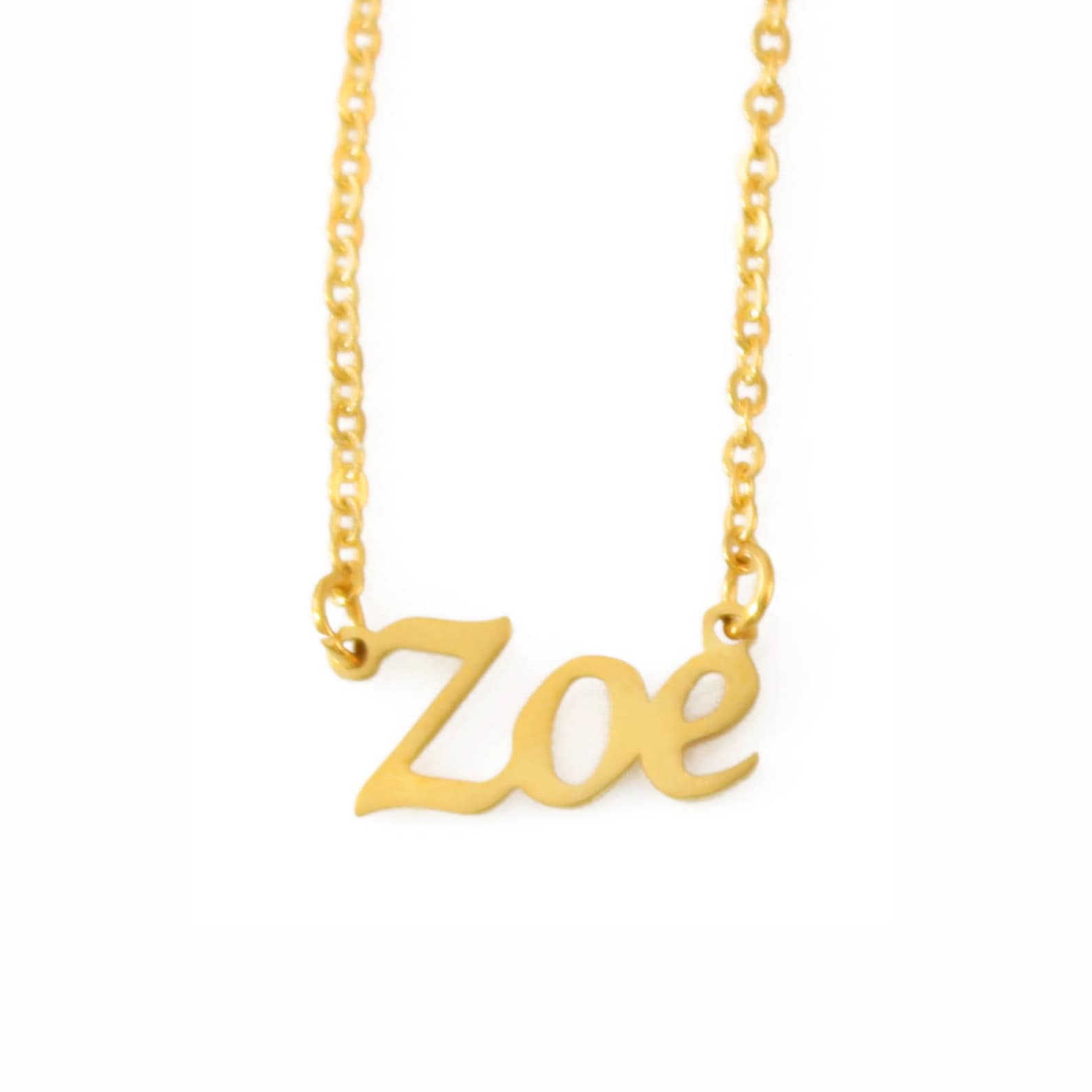 ZOE - Gold Name Necklace - Personalized Jewellery - Free Gift Box & Bag ...