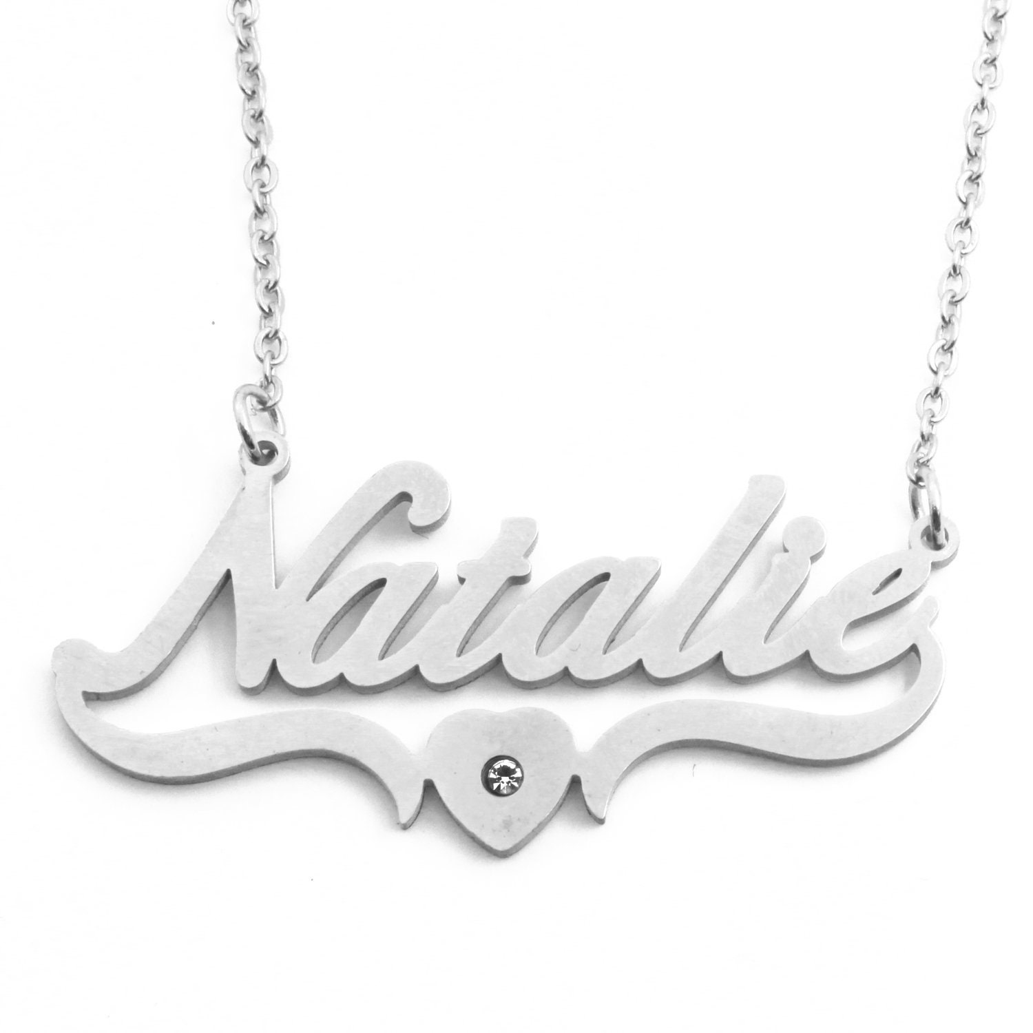 Name Necklace NATALIE Personalized Custom Made Heart Shaped - Etsy