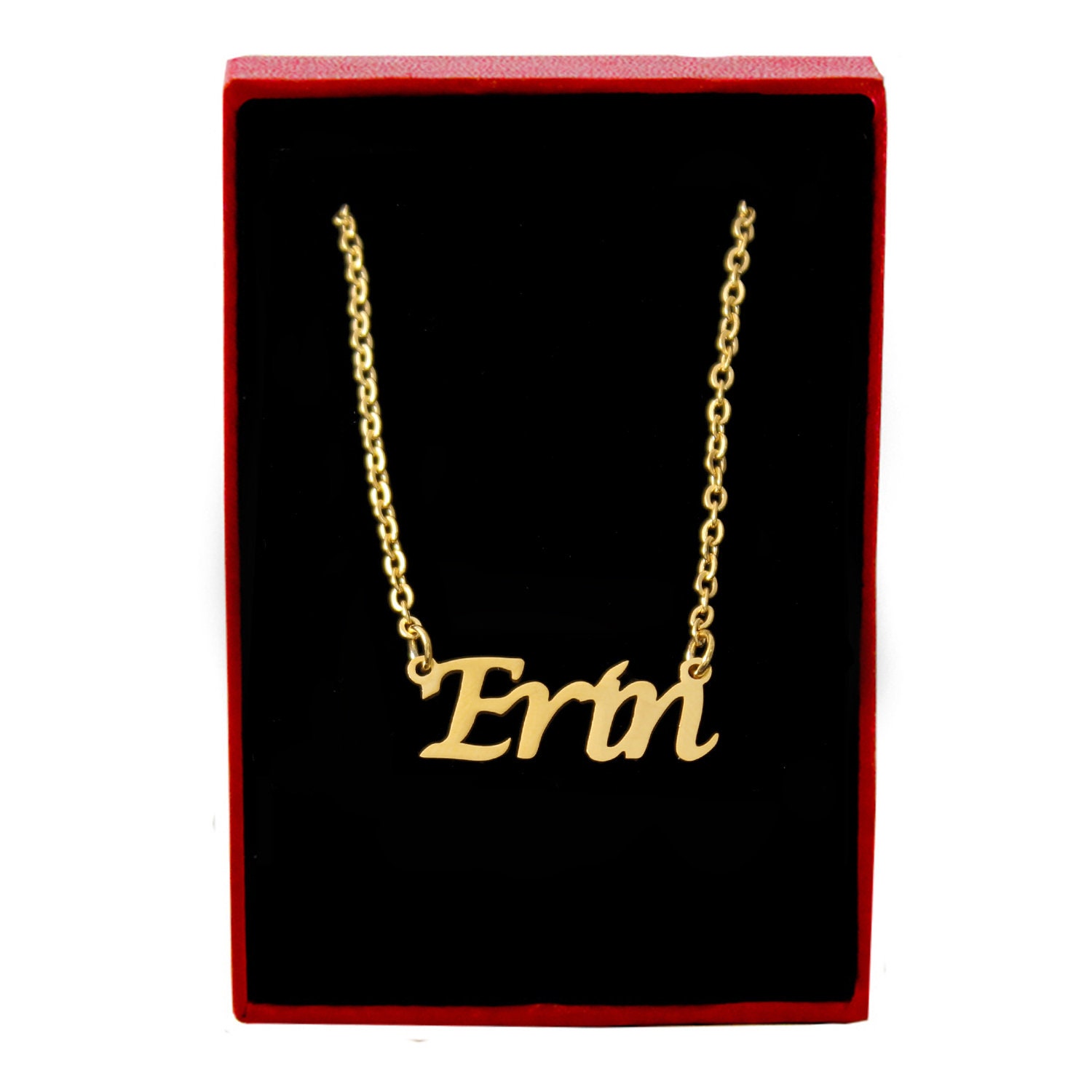 ERIN - Gold Name Necklace - Personalized Jewellery - Free Gift Box ...