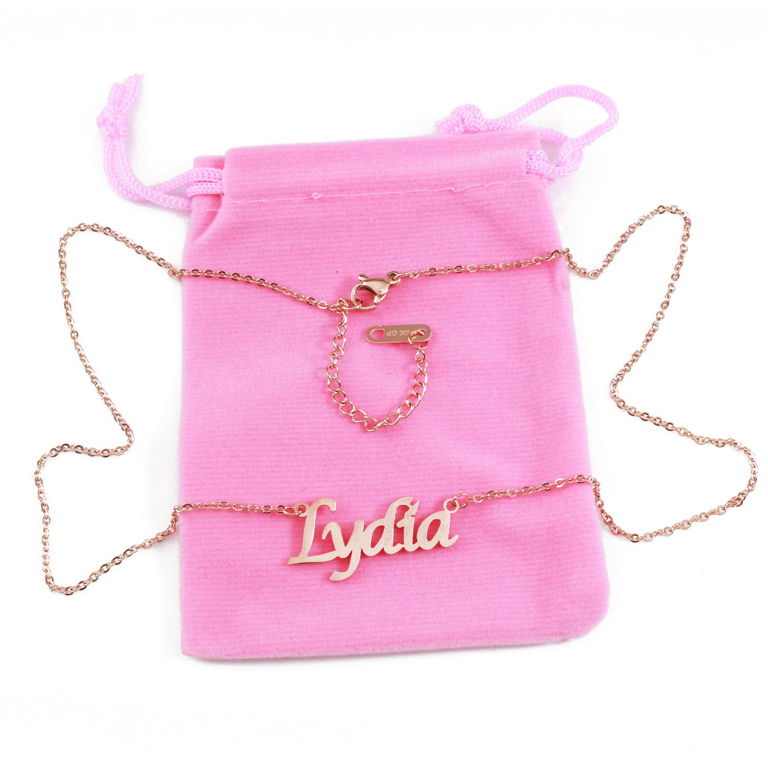 LYDIA Rose Gold Personalized Name Necklace Free Gift Box & Bag - Etsy