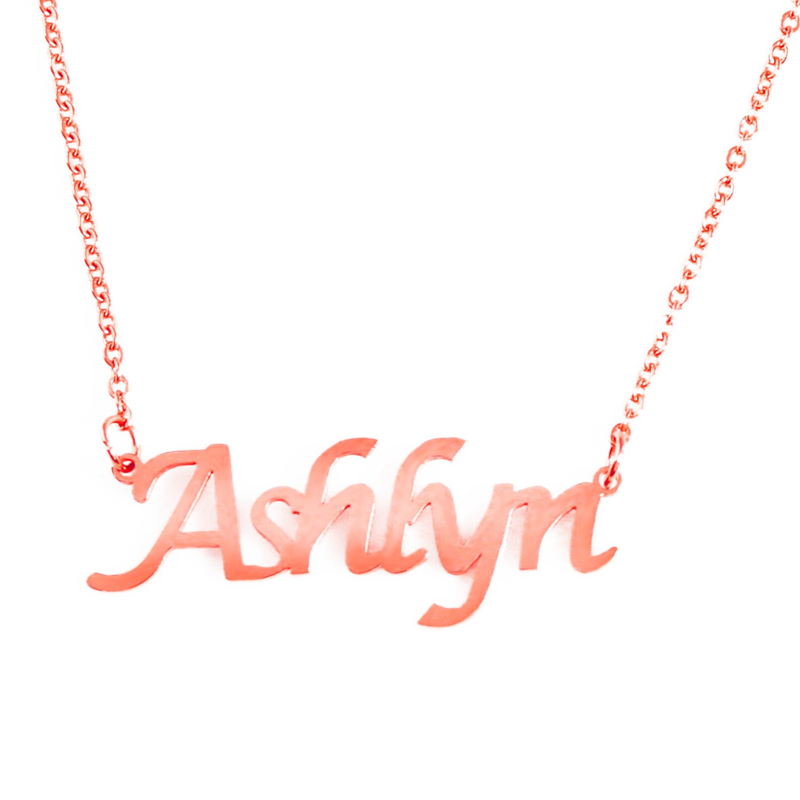 ASHLYN 18ct Personalised Name Necklace Rose - Etsy