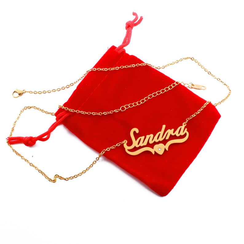 Name Necklace SANDRA Personalized Custom Made Heart Shaped - Etsy