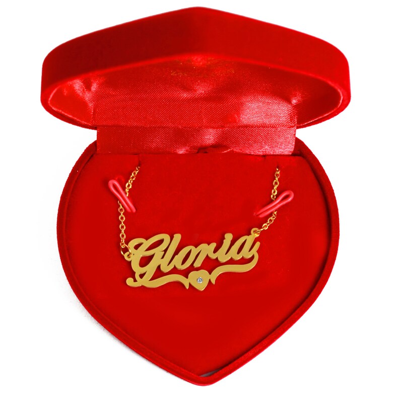 Gloria Gold Plated Heart Name Necklace Personalized Monogram Gifts for ...