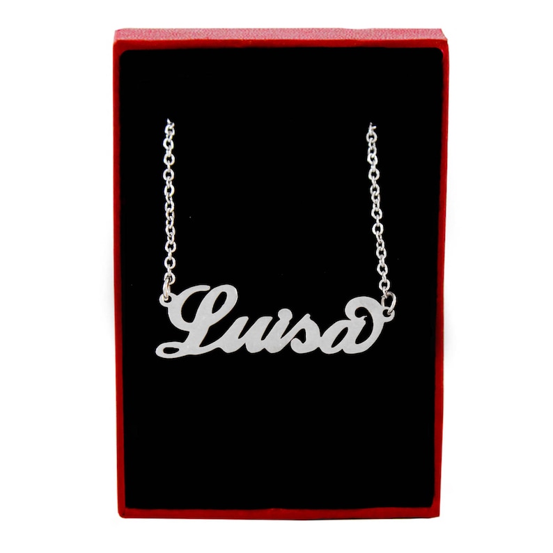 LUISA Italic Silver Tone Name Necklace Personalized - Etsy
