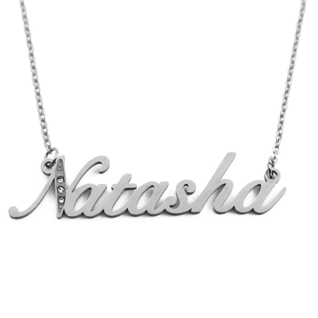 Natasha Name Necklace Italic Personalized Jewellery Gold - Etsy