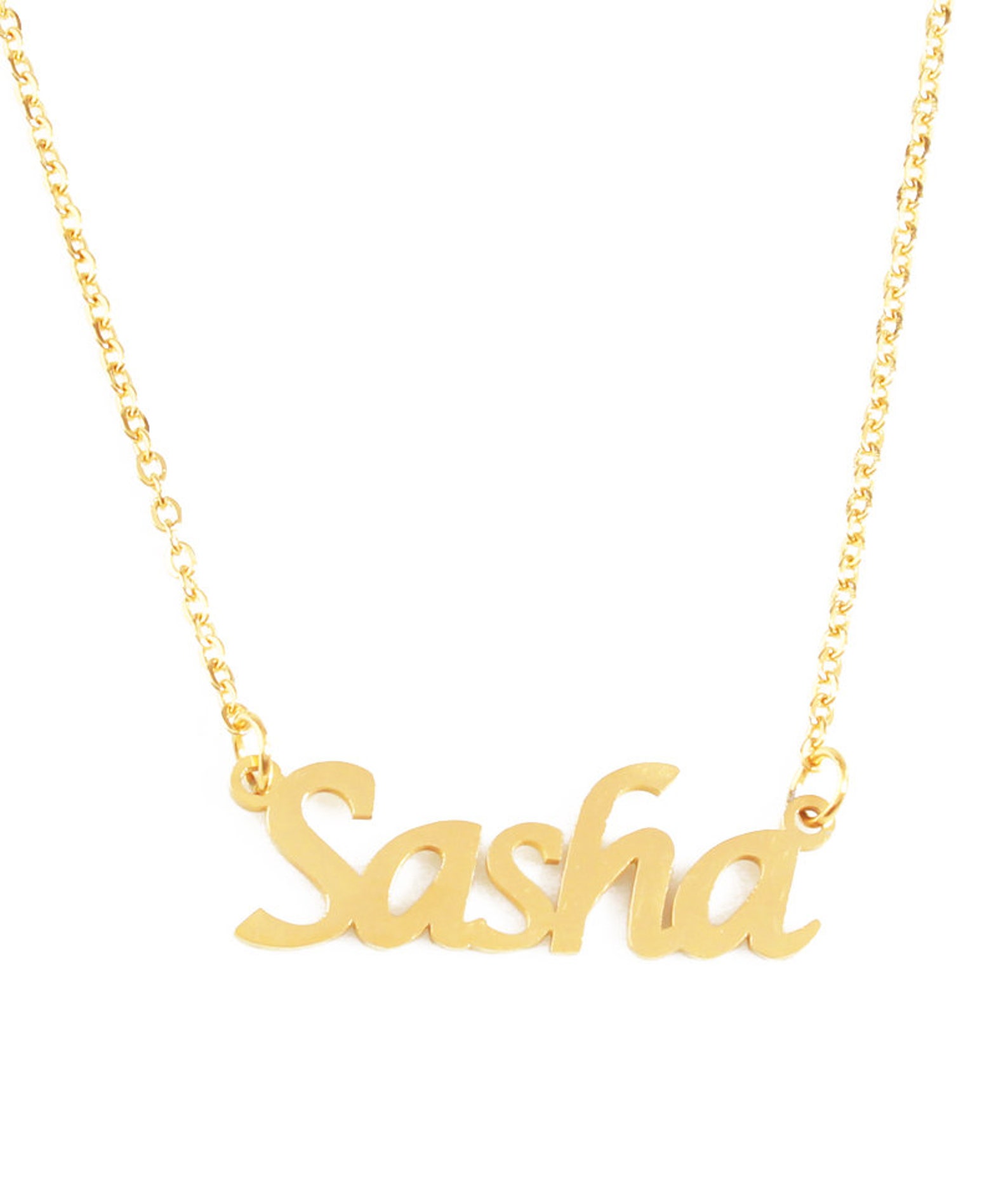 SASHA - Name Necklace 18ct Gold Plated - Free Gift Box & Bag ...