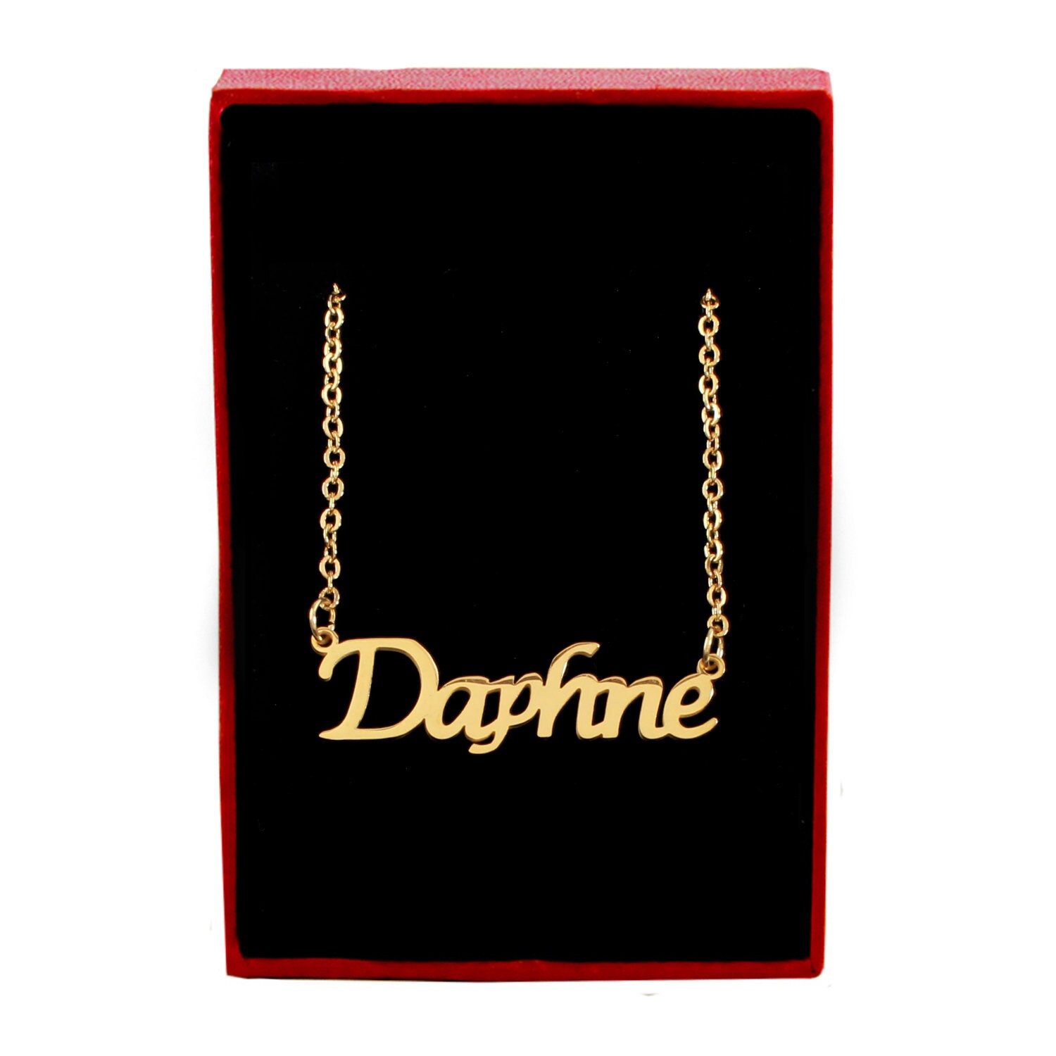 DAPHNE Name Necklace Rose Gold/gold/silver Tone Free Gift Box & Bag ...