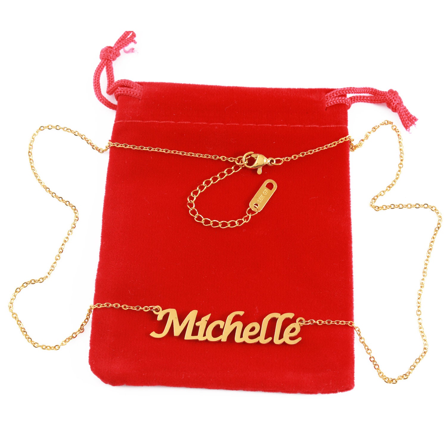 MICHELLE Name Necklace Stainless Steel / 18ct Gold Plated Free Gift Box ...