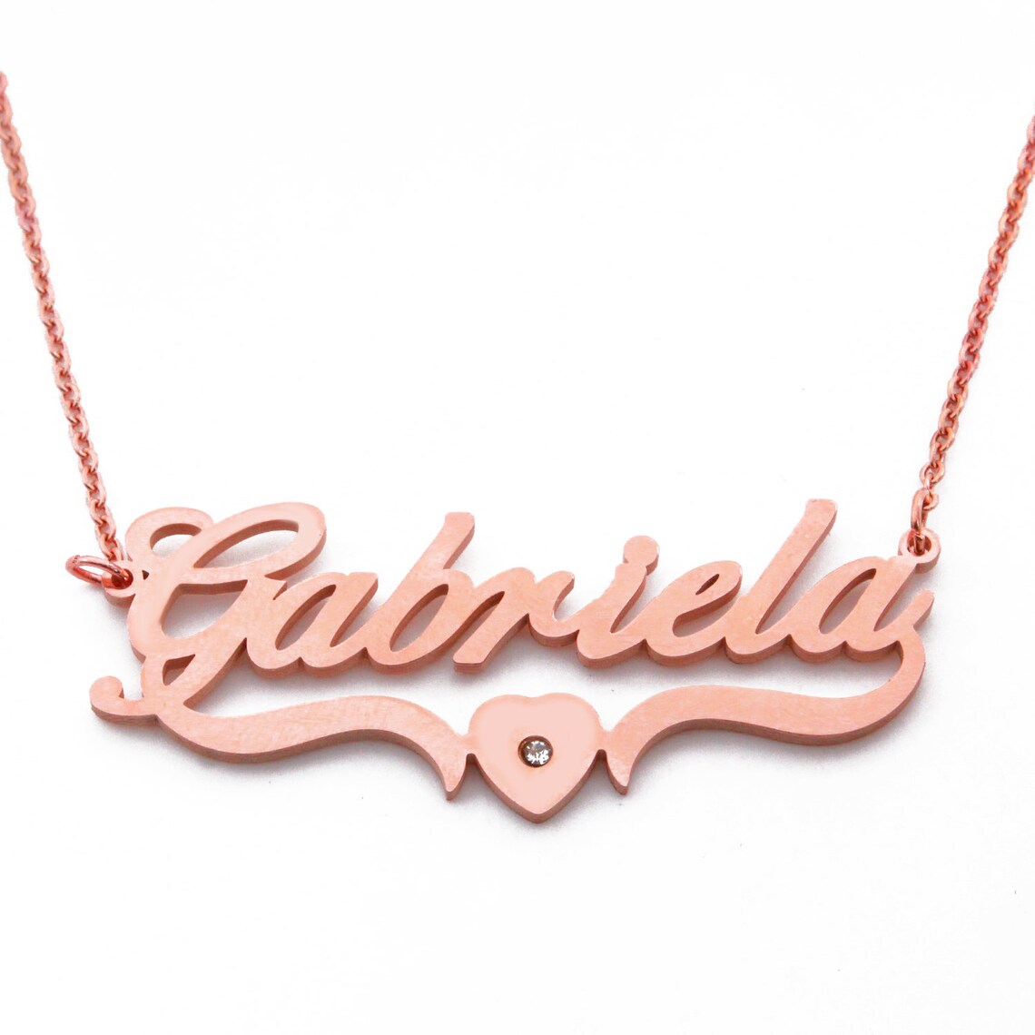 Name Necklace GABRIELA Personalized Custom Made Heart Shaped | Etsy