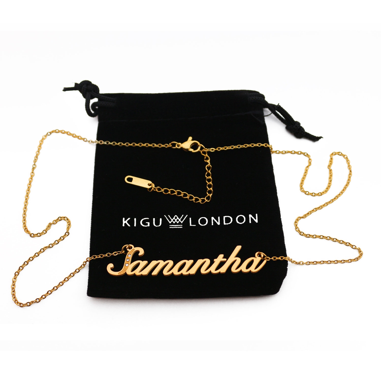 Samantha Name Necklace Italic Personalized Jewellery Gold Tone, Silver ...