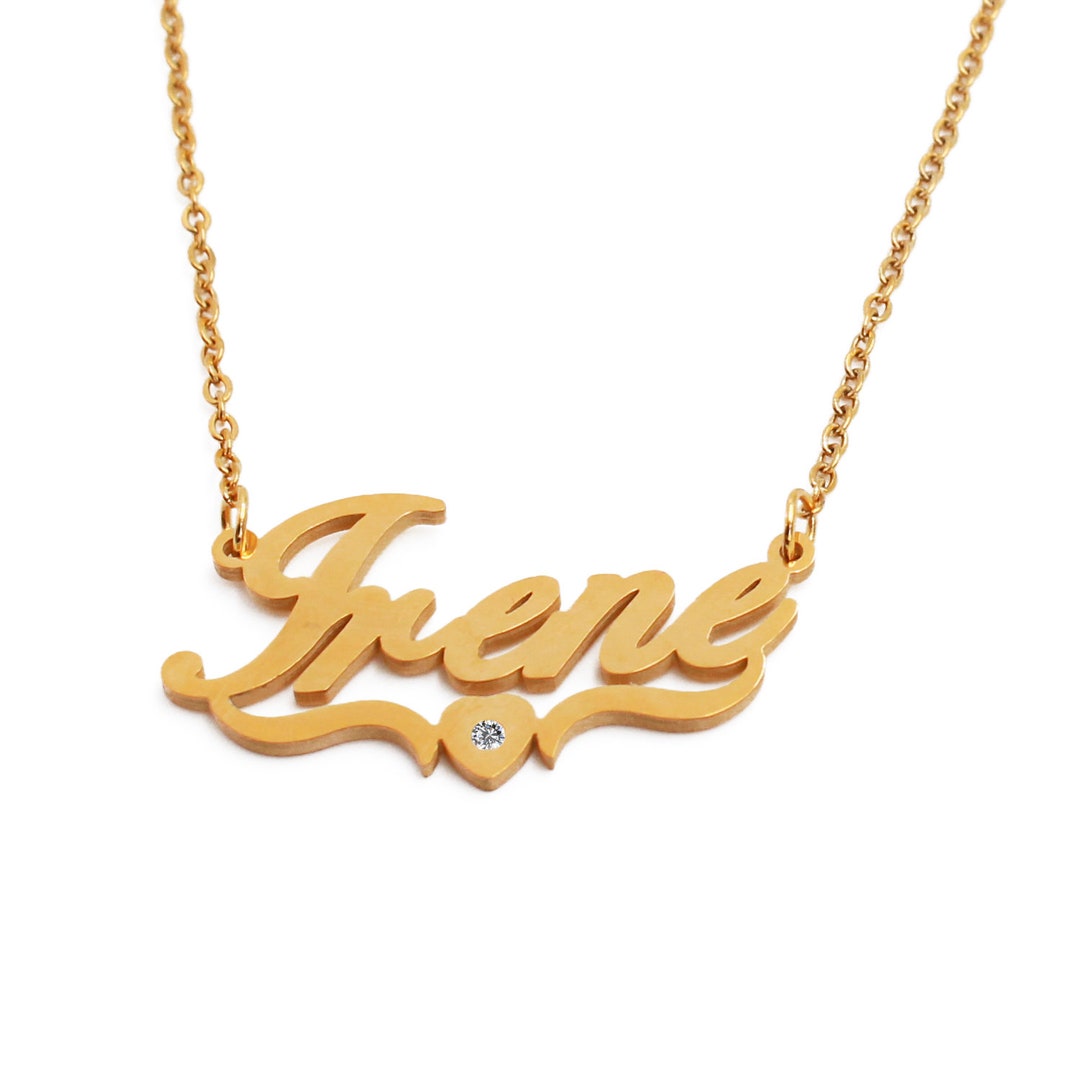 Irene Gold Plated Heart Name Necklace Personalized Monogram Gifts for ...