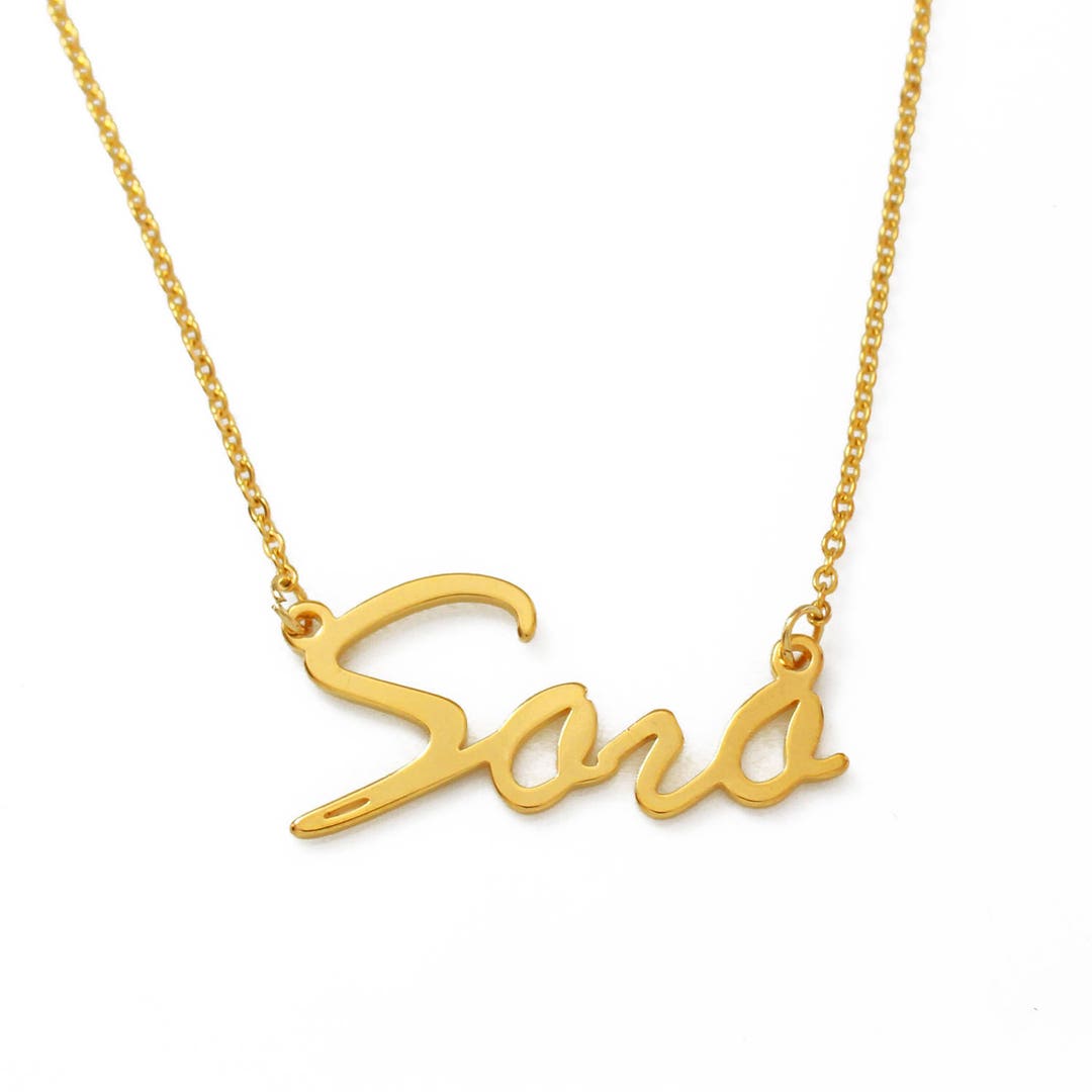 Sara Gold Tone Name Necklace Personalized Jewellery Birthday Gifts for ...