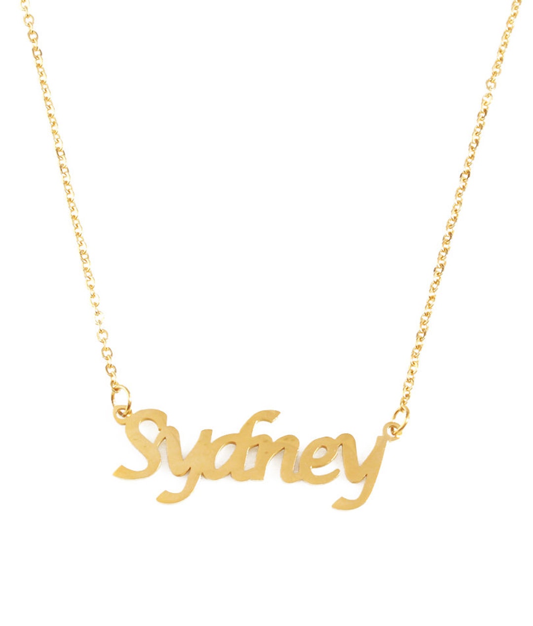 SYDNEY Name Necklace 18ct Gold Plated Free Gift Box & Bag Personalized ...