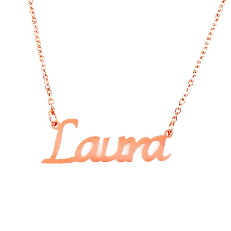 LAURA Personalized Name Necklace 18ct Rose - Etsy