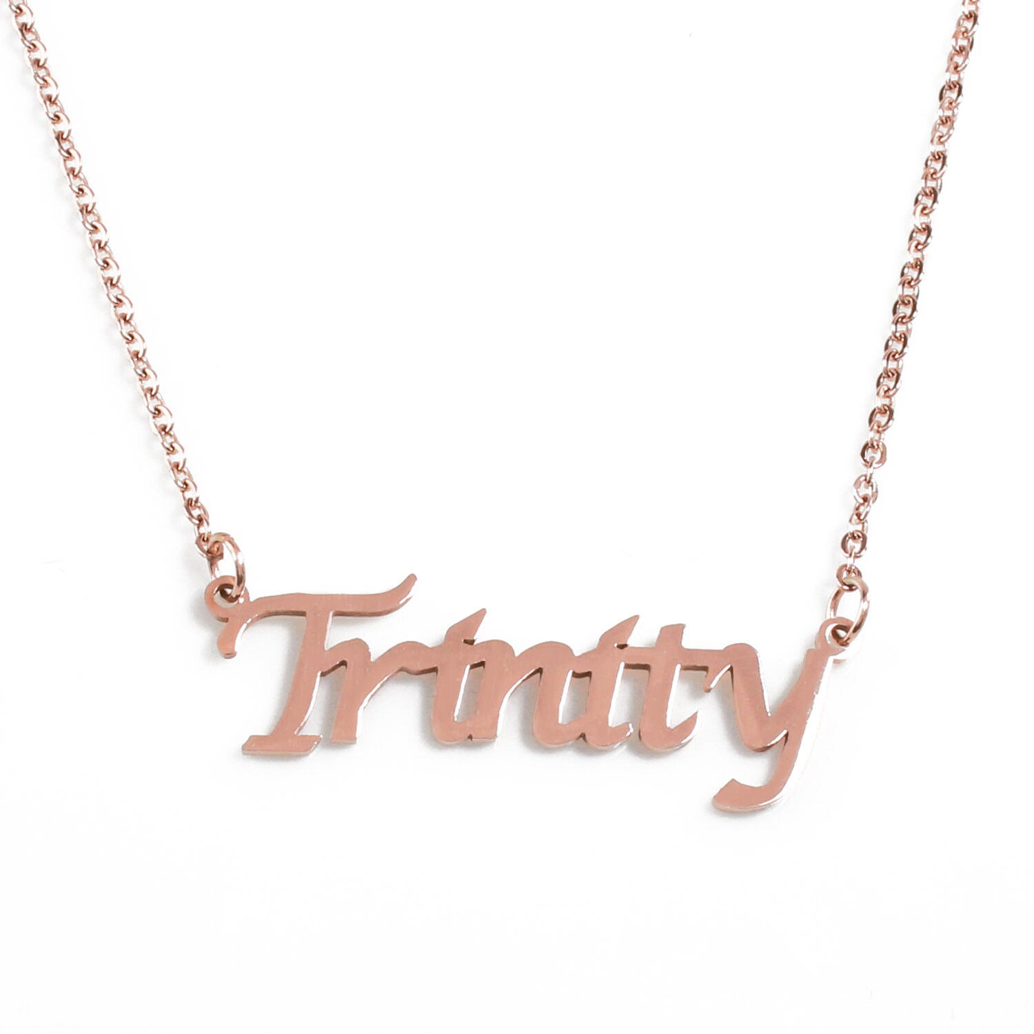TRINITY Rose Gold Personalized Name Necklace Free Gift Box - Etsy