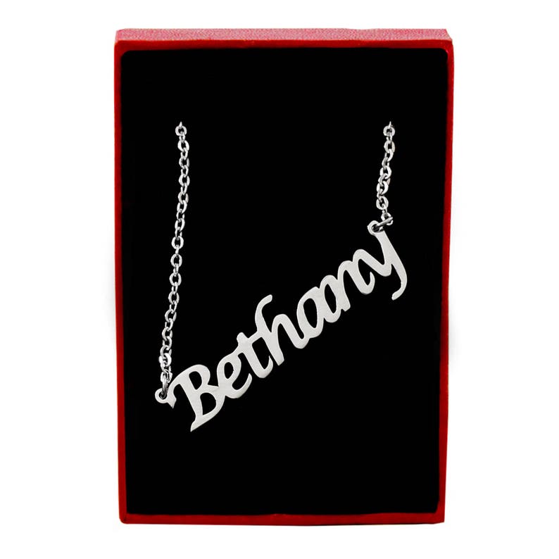 BETHANY Silver Tone Name Necklace Personalized Jewelery - Etsy