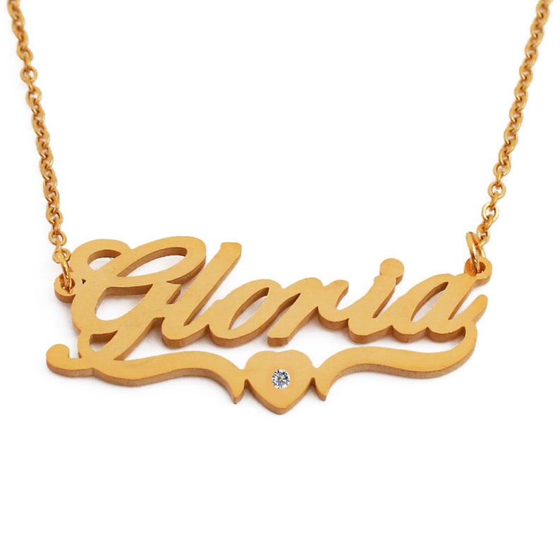 Gloria Gold Plated Heart Name Necklace Personalized Monogram Gifts for ...
