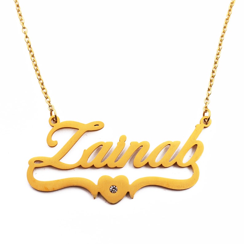 Zainab Name Necklace - Personalized Custom Made Heart Shaped - 18ct ...