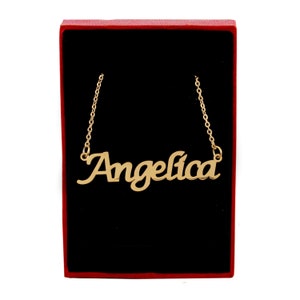 Angelica Name Necklace 18ct Gold Plated Free Gift Box & Bag Pendants ...