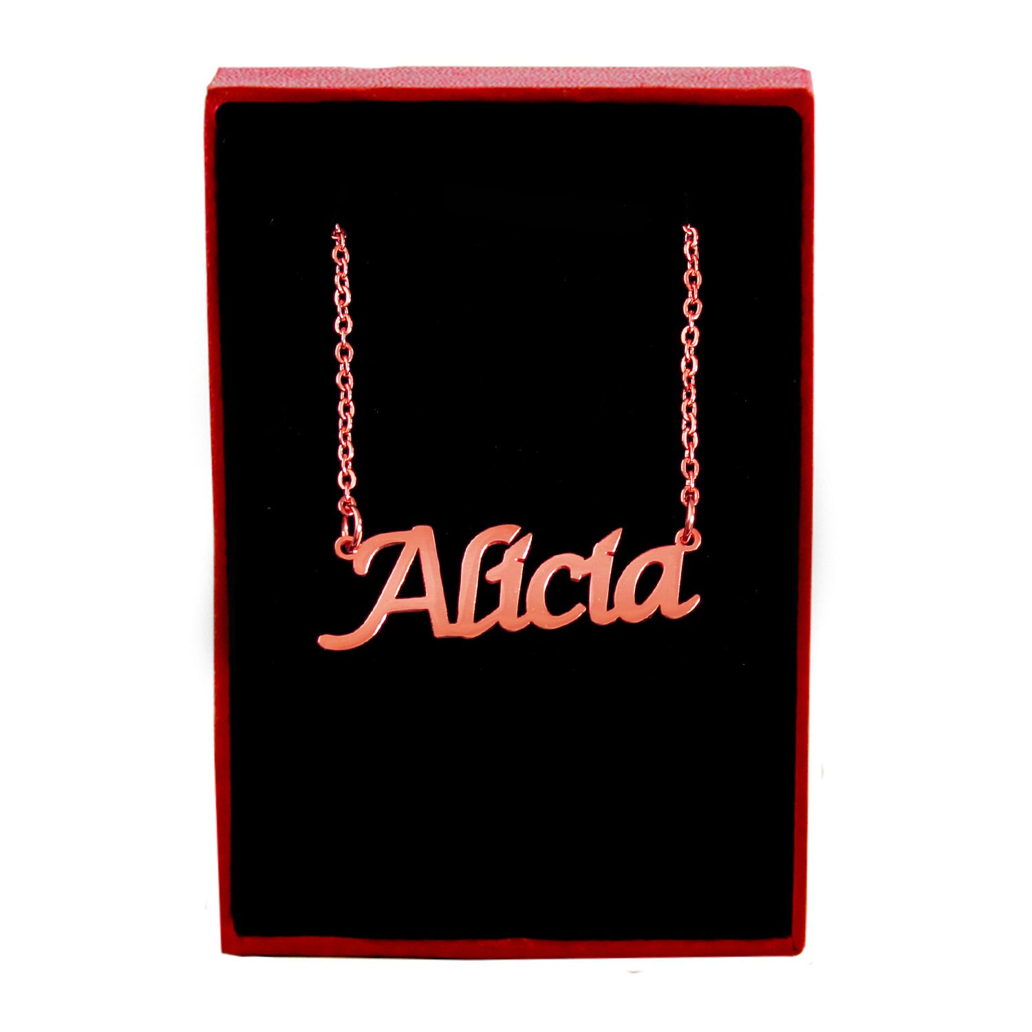 ALICIA 18ct Personalised Name Necklace Rose - Etsy