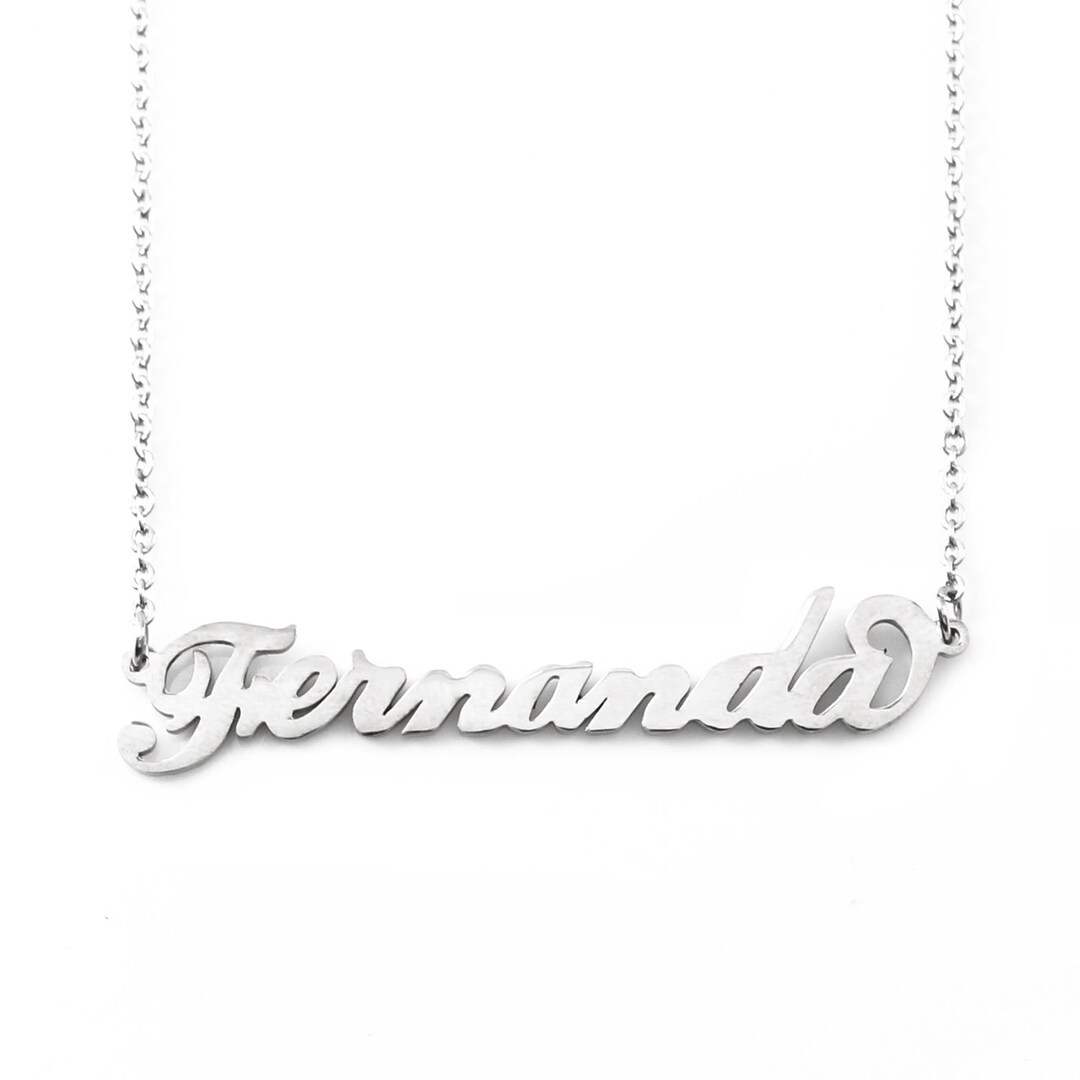 FERNANDA Italic Silver Tone Name Necklace Personalized Jewelery Free ...