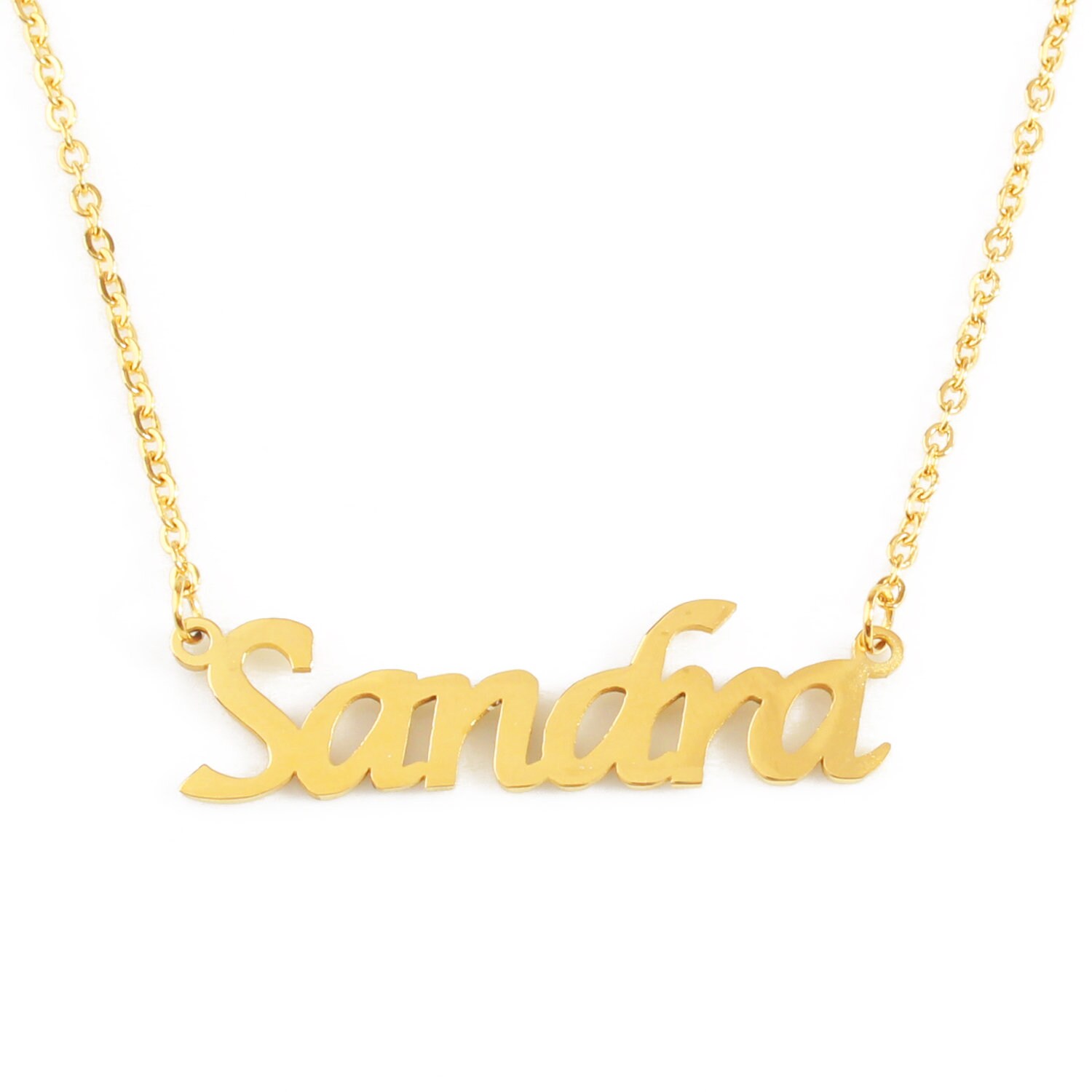 SANDRA Name Necklacel / 18ct Gold Plated Free Gift Box & Bag ...