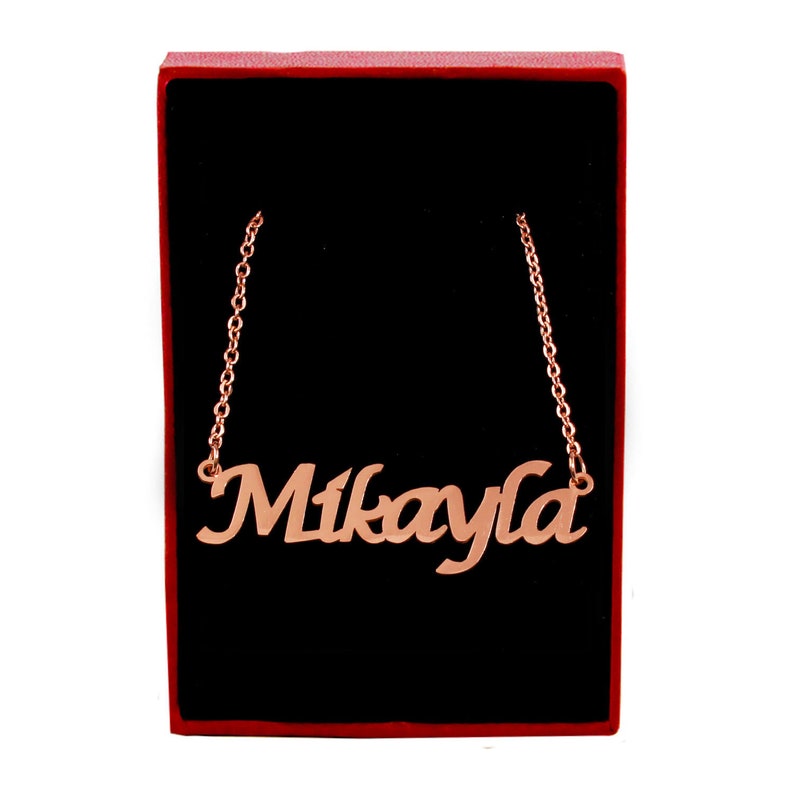 MIKAYLA - Rose Gold Personalized Name Necklace - Free Gift Box & Bag - Etsy