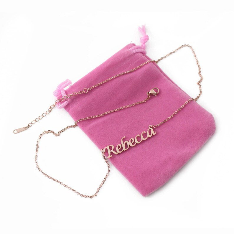 REBECCA Rose Gold Name Necklace Personalized Jewellery - Etsy