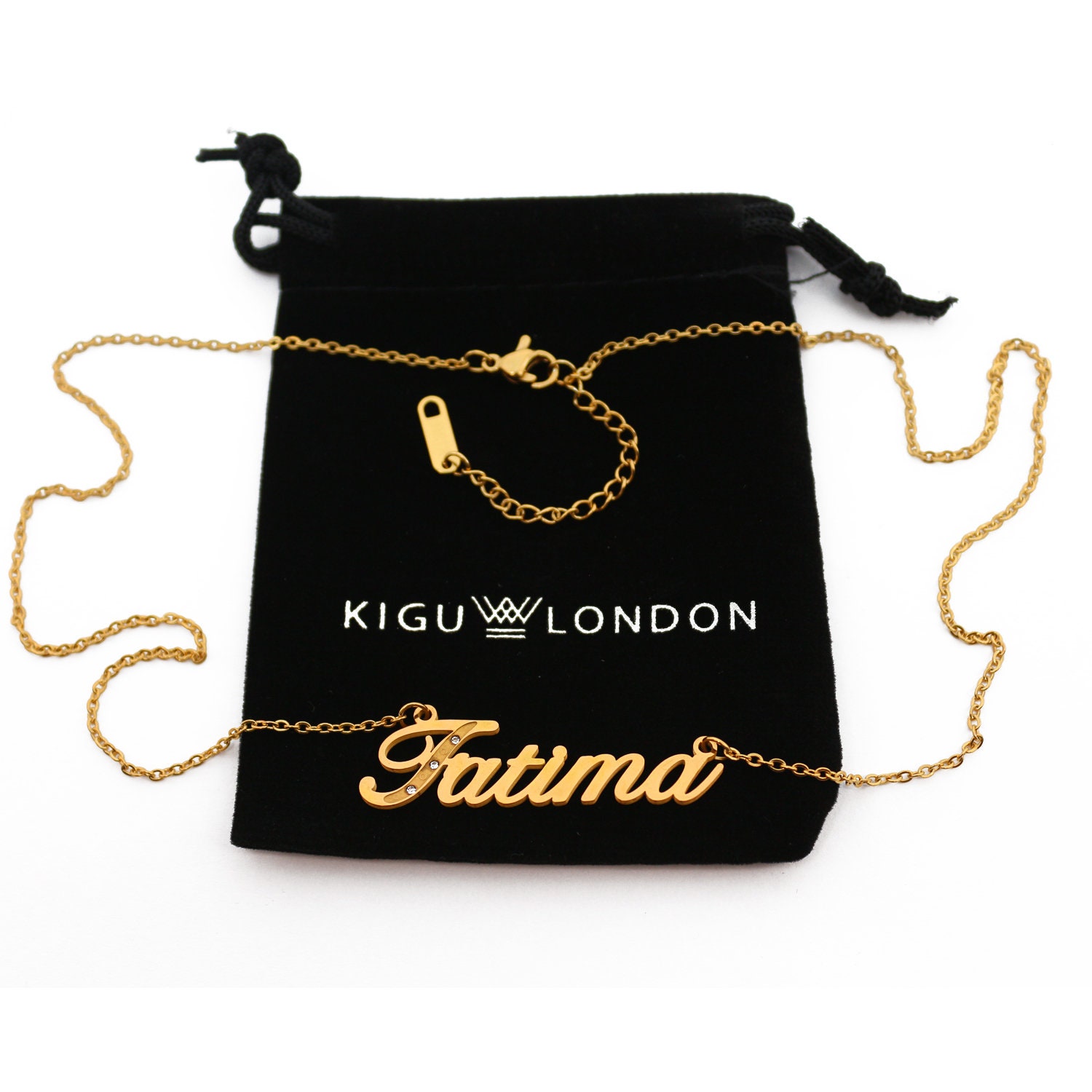 Fatima Name Necklace Italic Personalized Jewellery Gold, Silver Tone ...