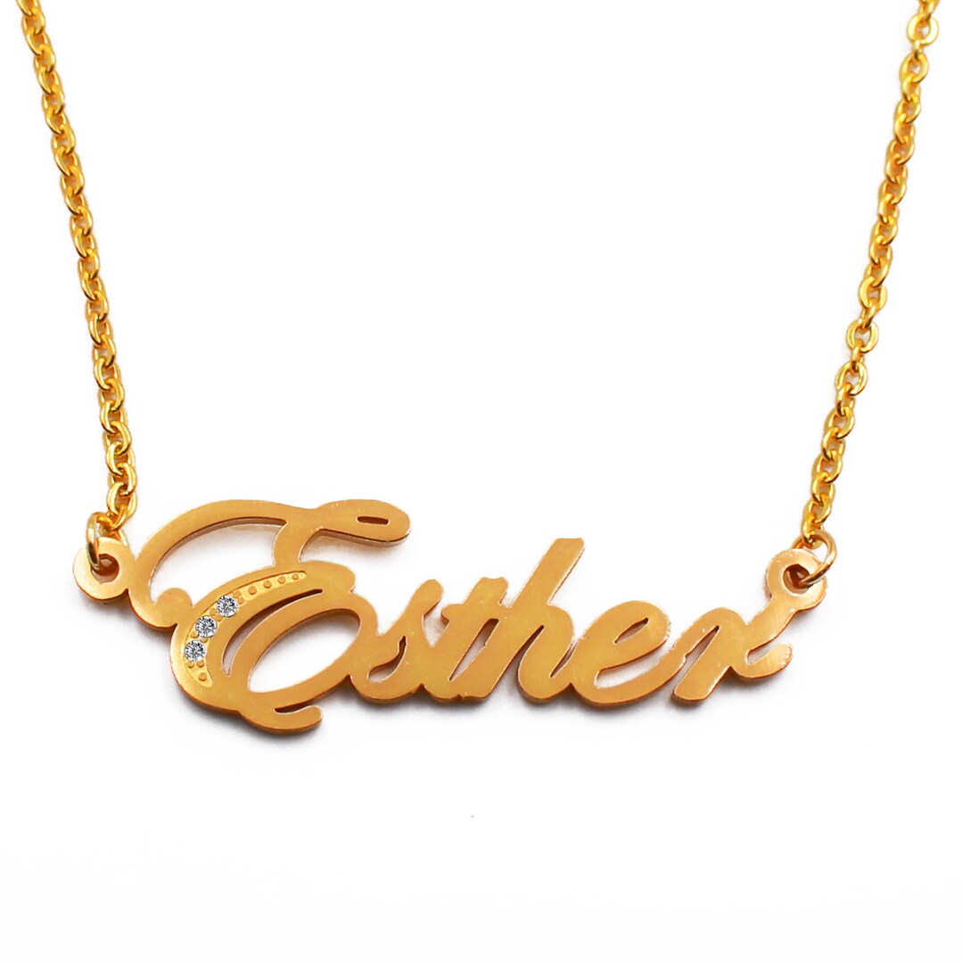 Collier en or de ESTHER ton nom avec des cristaux | Bijou personnalisé ...