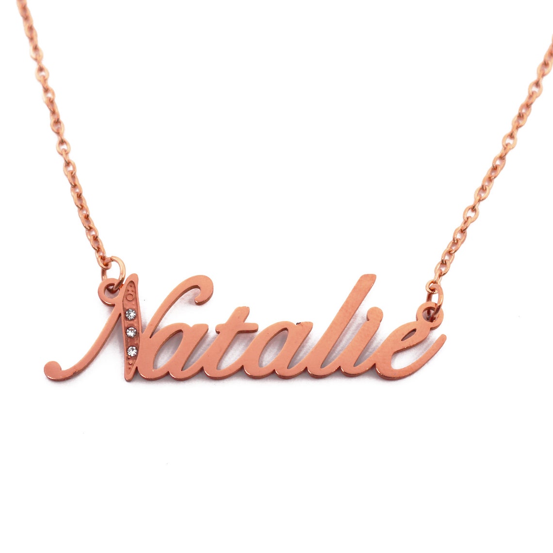 Natalie Name Necklace Italic Personalized Jewellery Gold Tone, Silver ...