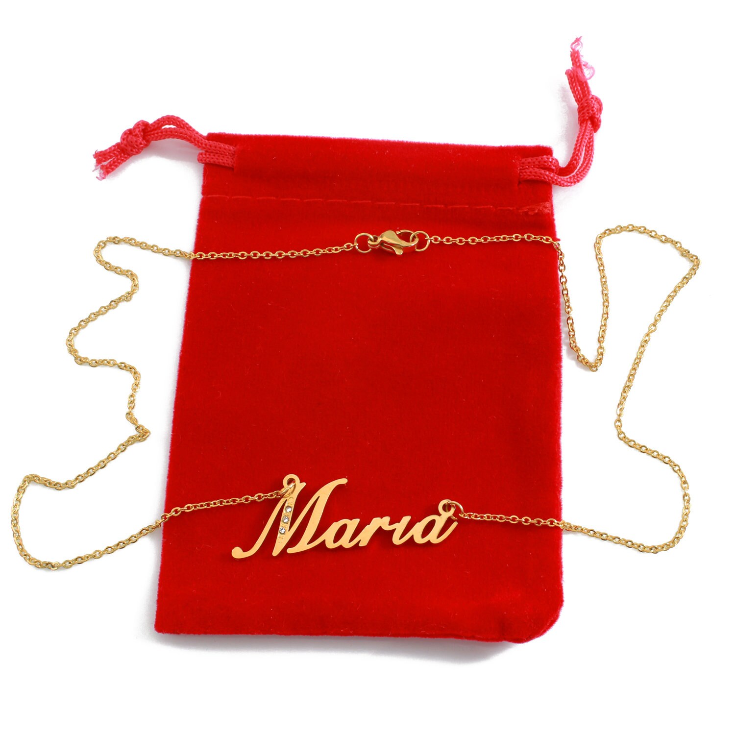 MARIA Name Necklace Personalized With Crystals Gold Tone - Etsy