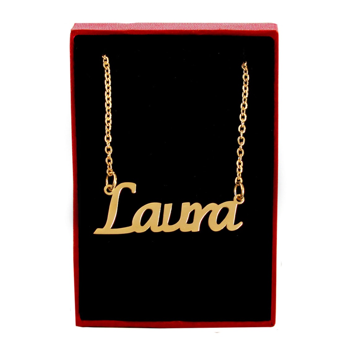 LAURA Personalized Name Necklace 18ct Rose | Etsy