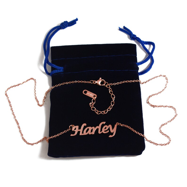 HARLEY Personalized Name Necklace 18k Rose Gold/gold Plated/silver Tone ...