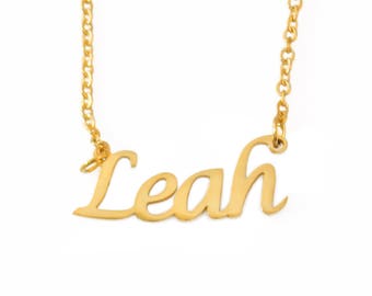 LEAH Rose Gold Name Necklace Personalized Jewellery Free | Etsy