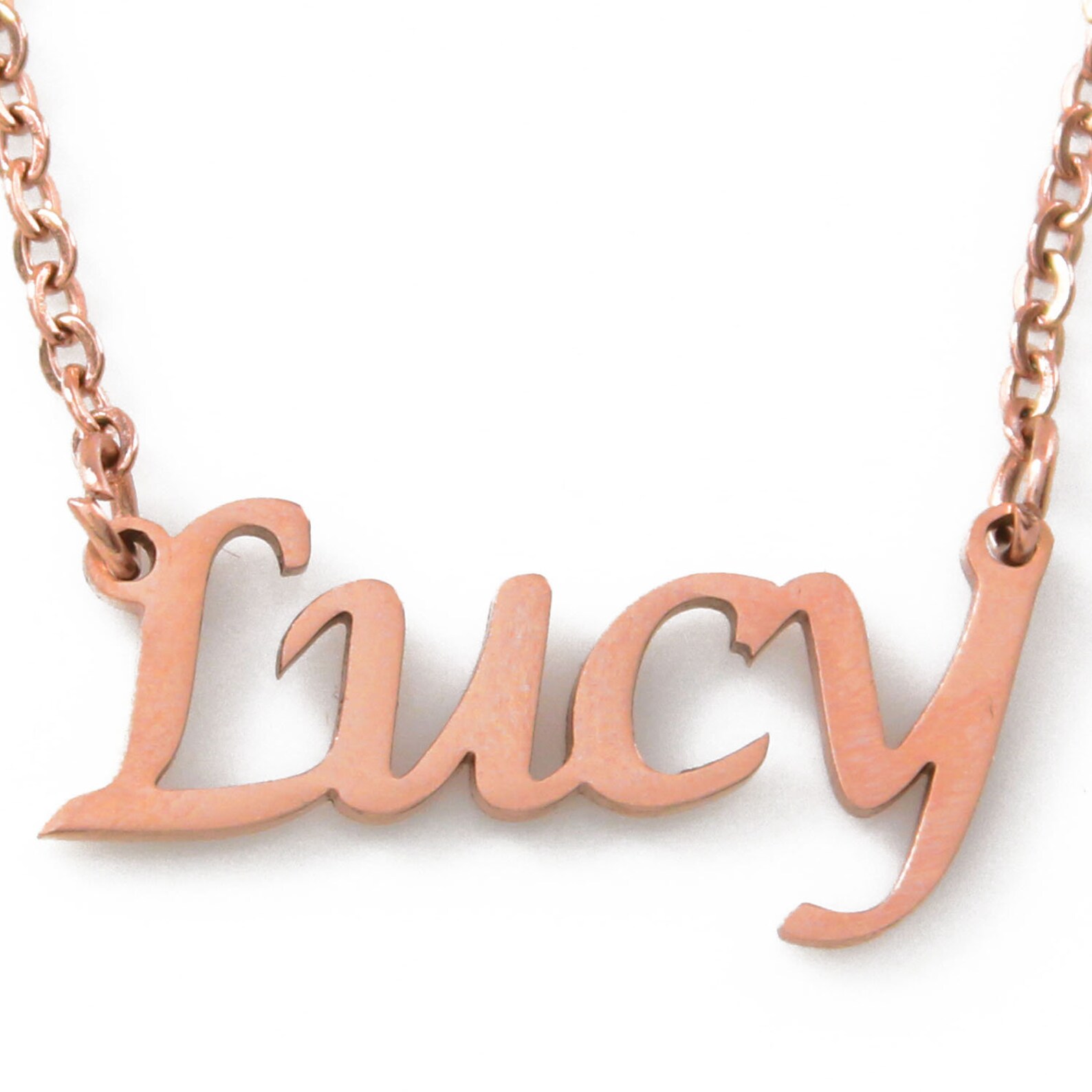 LUCY Rose Gold Name Necklace Personalized Jewellery Free - Etsy