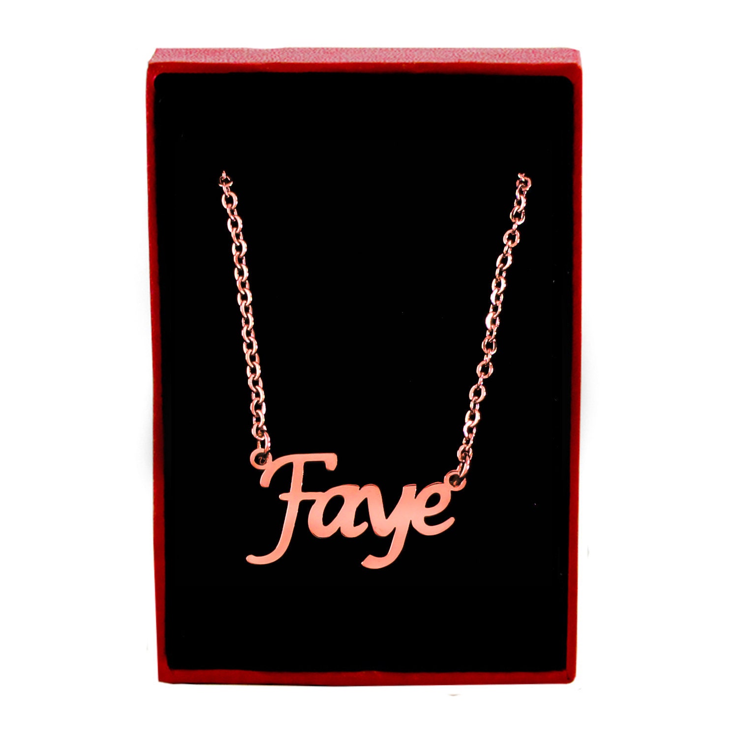 FAYE - Name Necklace - Rose Gold/gold/silver Tone - Free Gift Box & Bag ...