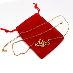 Name Necklace ALEX Personalized Custom Made Heart Shaped 18ct Gold ...