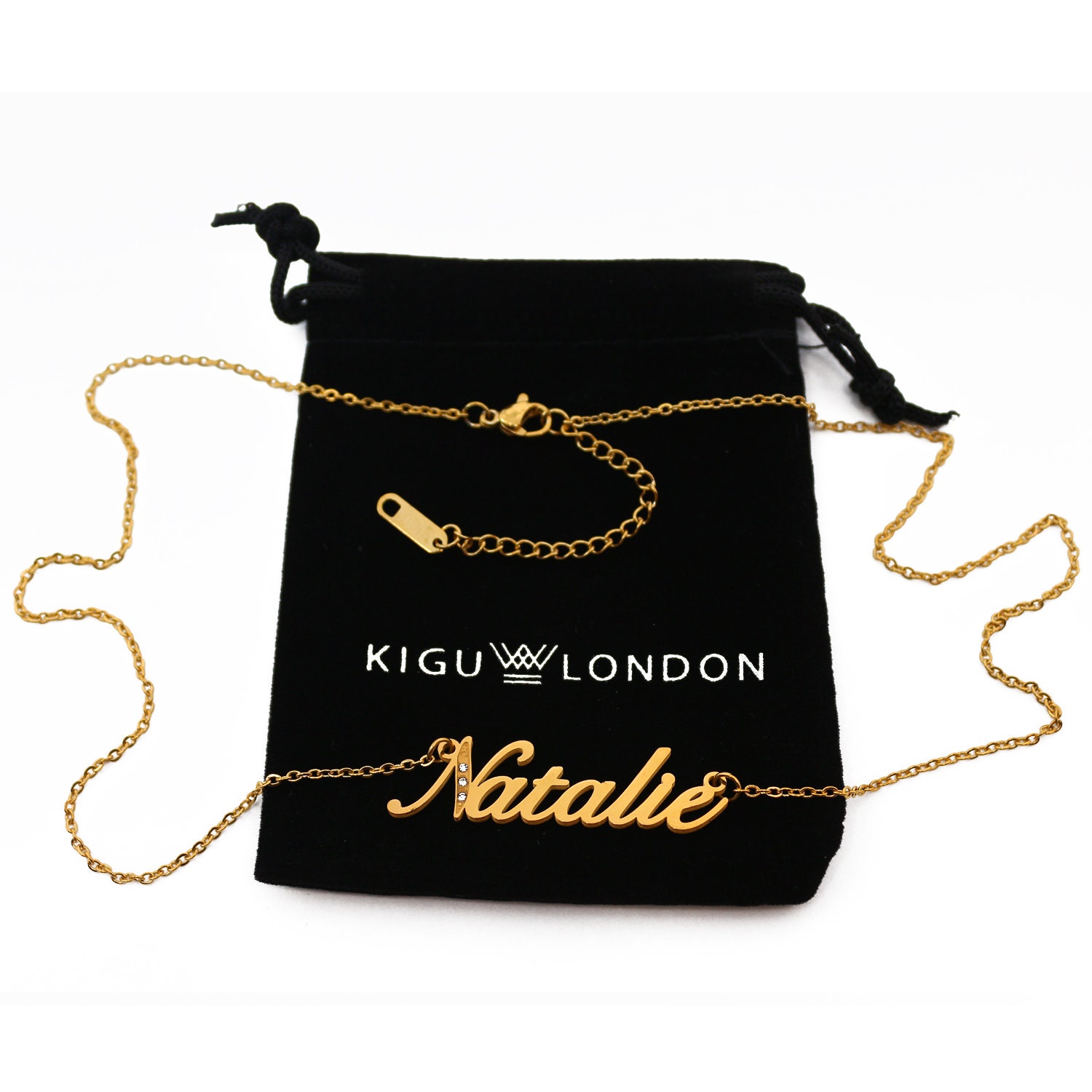 Natalie Name Necklace Italic Personalized Jewellery Gold Tone, Silver ...