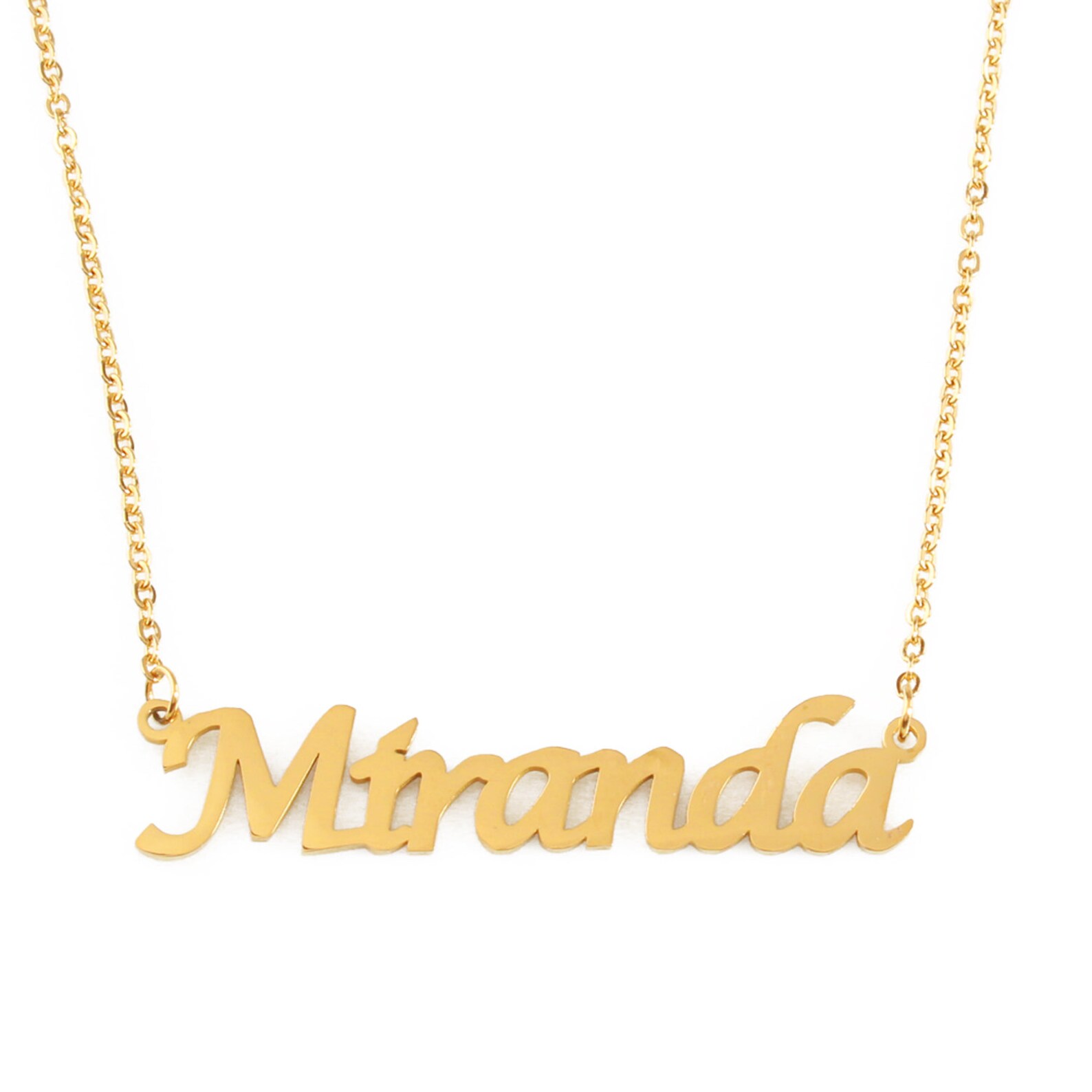 MIRANDA Name Necklace Stainless Steel / 18ct Gold Plated - Etsy